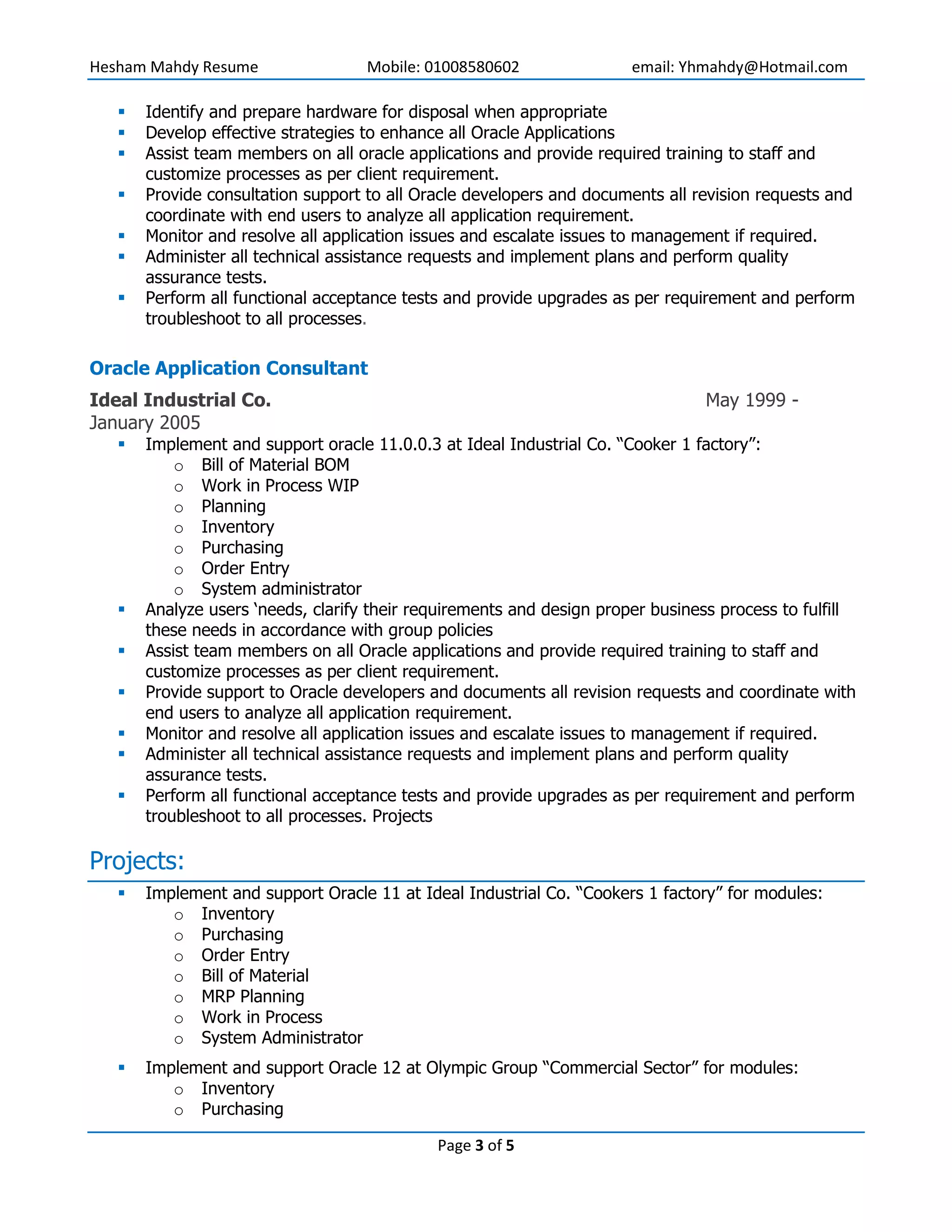 Oracle SCM & ODM Consultant_Hesham Mahdy | PDF
