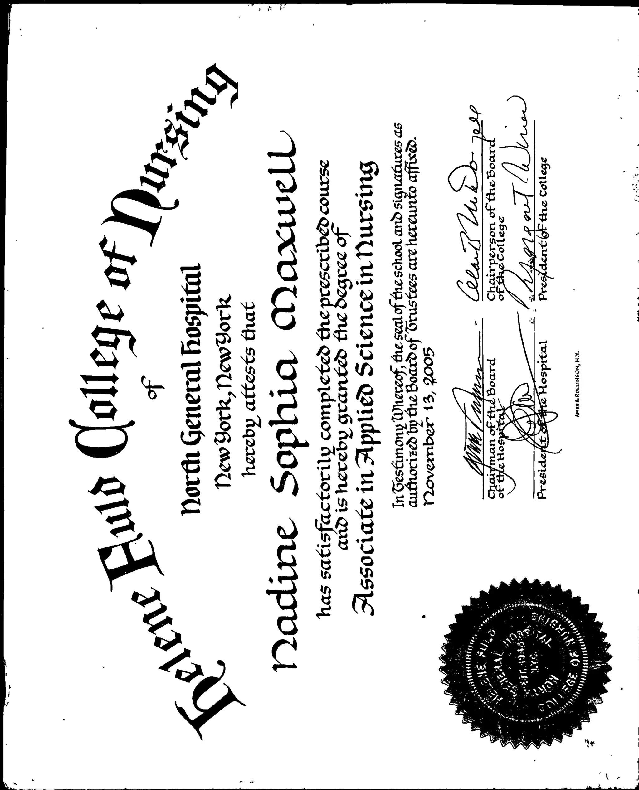 Helene Fuld Nursing Certificate | PDF