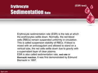Erythrocyte [ESR] | PPT