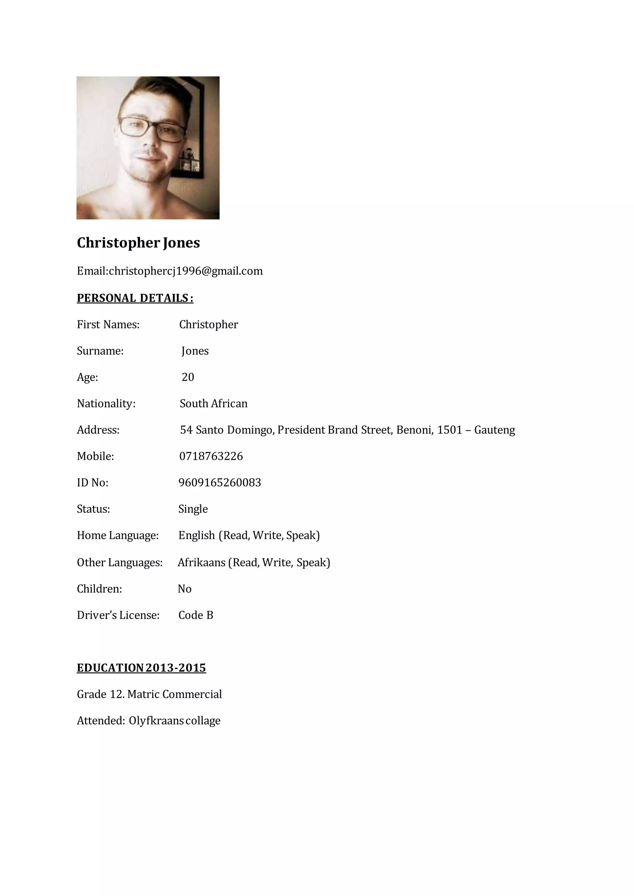 christopher jones new cv | PDF