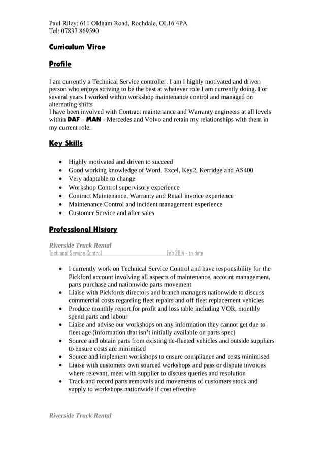 Paul Riley CV | PDF
