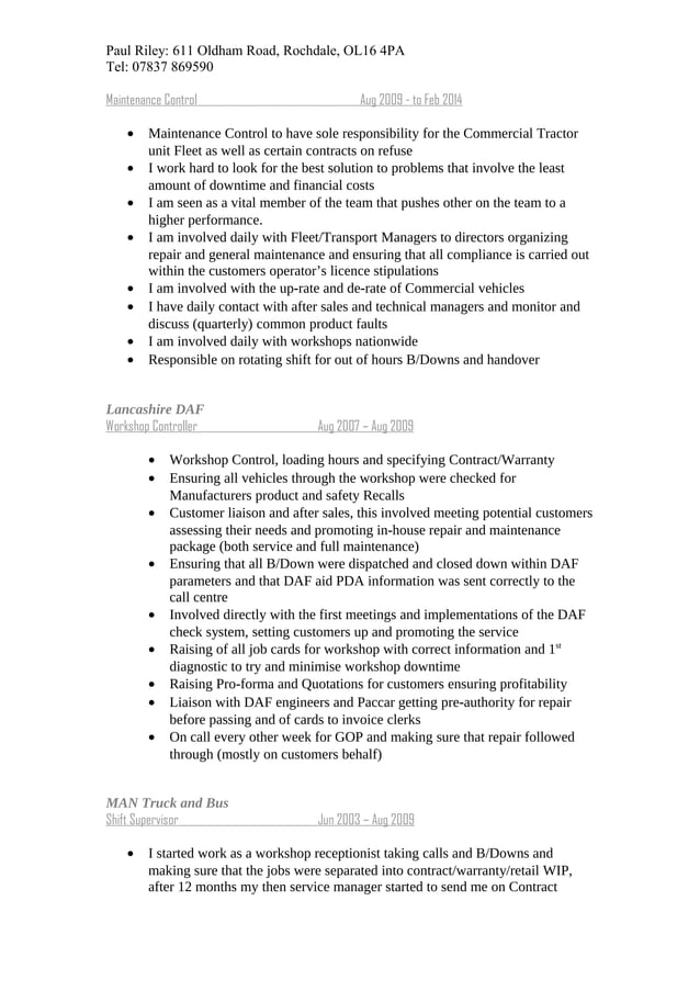 Paul Riley CV | PDF