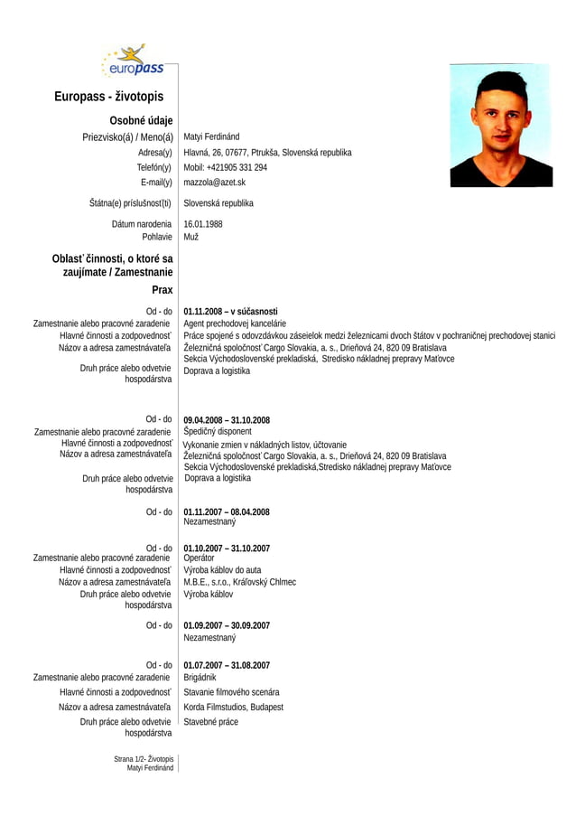 Zivotopis - SK | PDF
