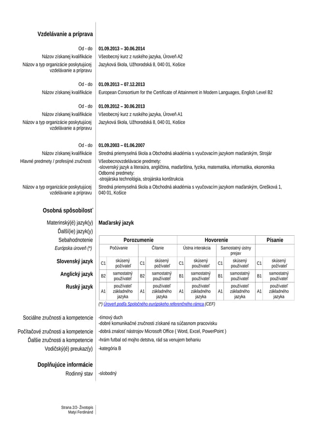 Zivotopis - SK | PDF