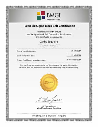 BMGI Certificate - Black Belt - Danby Sequeira | PDF