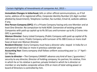 Amendments of companies act | PPTX