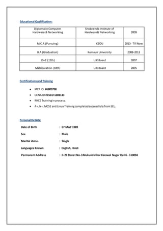 Kamal Kishore Resume | DOCX