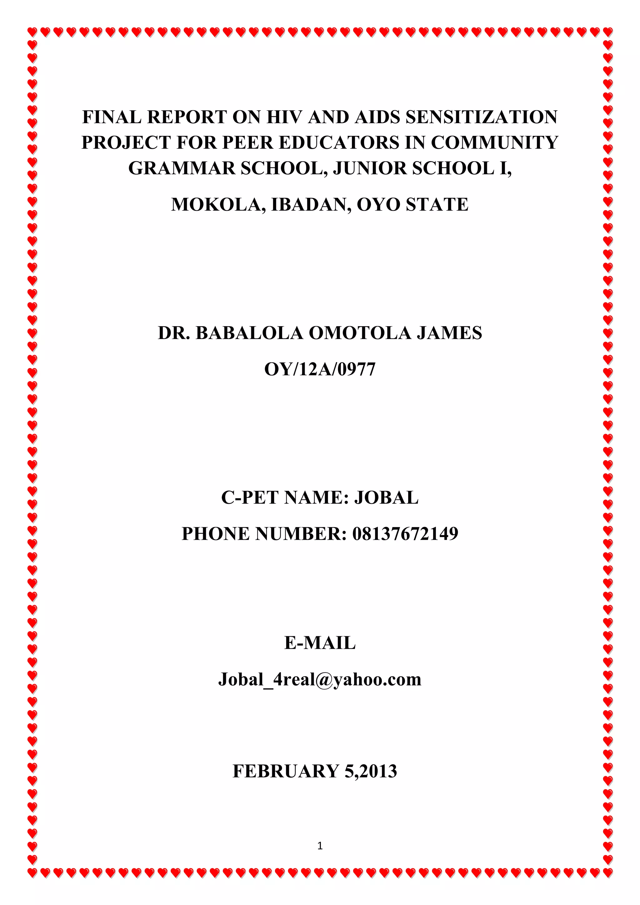 HIV AIDS FINAL REPORT | PDF