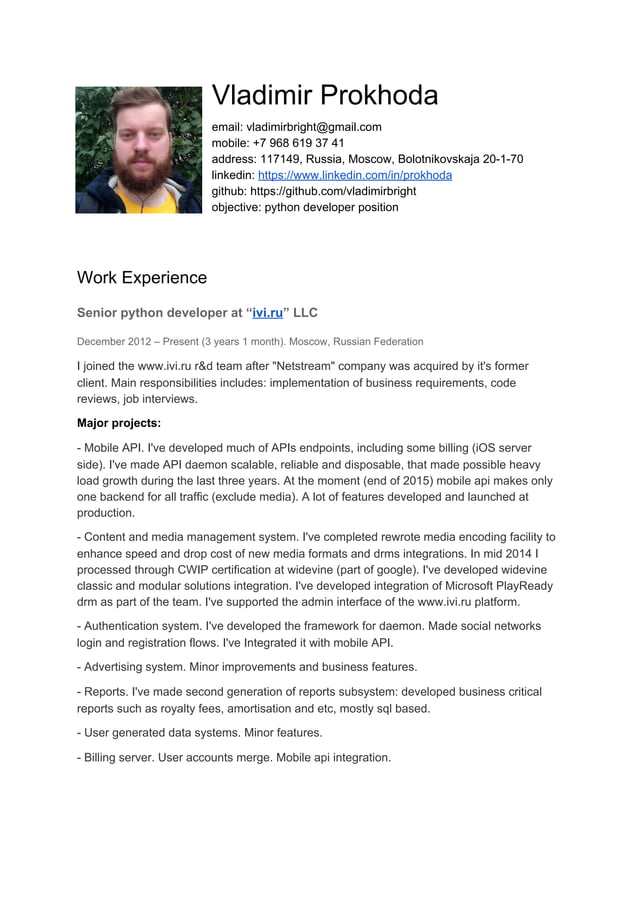 CVVladimirProkhoda | PDF | Internet | Computing