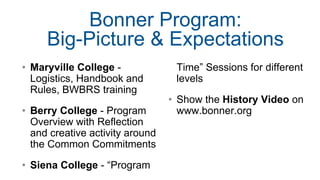 8 Bonner Cornerstone Activities for Cohorts | PPTX