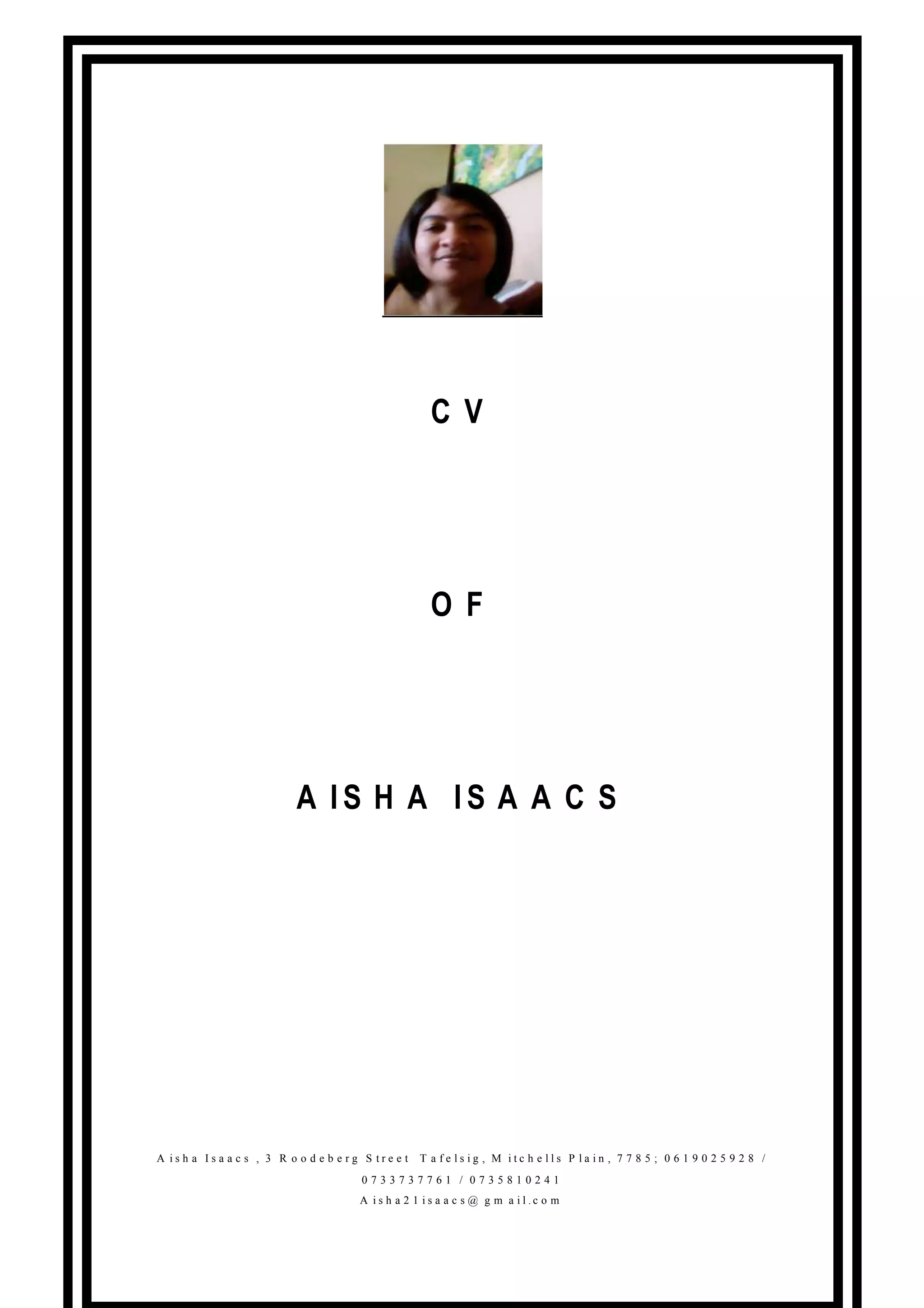 Aisha_Isaacs_updated_cv | PDF | Resume Writing and Advice | Job Search
