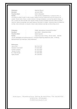 Aisha_Isaacs_updated_cv | PDF | Resume Writing and Advice | Job Search