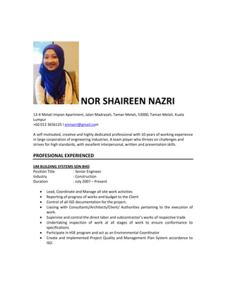 Shaireen CV Dec 2015 | PDF