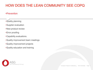 IMPROVE CYCLE TIME BY REDUCING COST OF QUALITY (COQ) INDEX | PPT