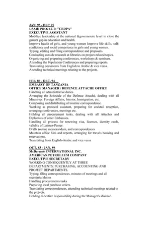 Nelly Ahmed CV - Protocol Travel Administrative Event Management ...