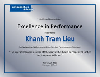 Commendation Certificate | DOCX