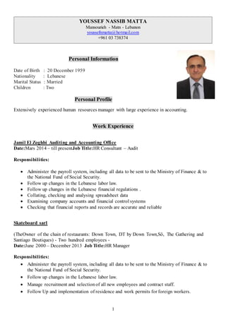 C V Youssef Nassib Matta & Photo | DOCX
