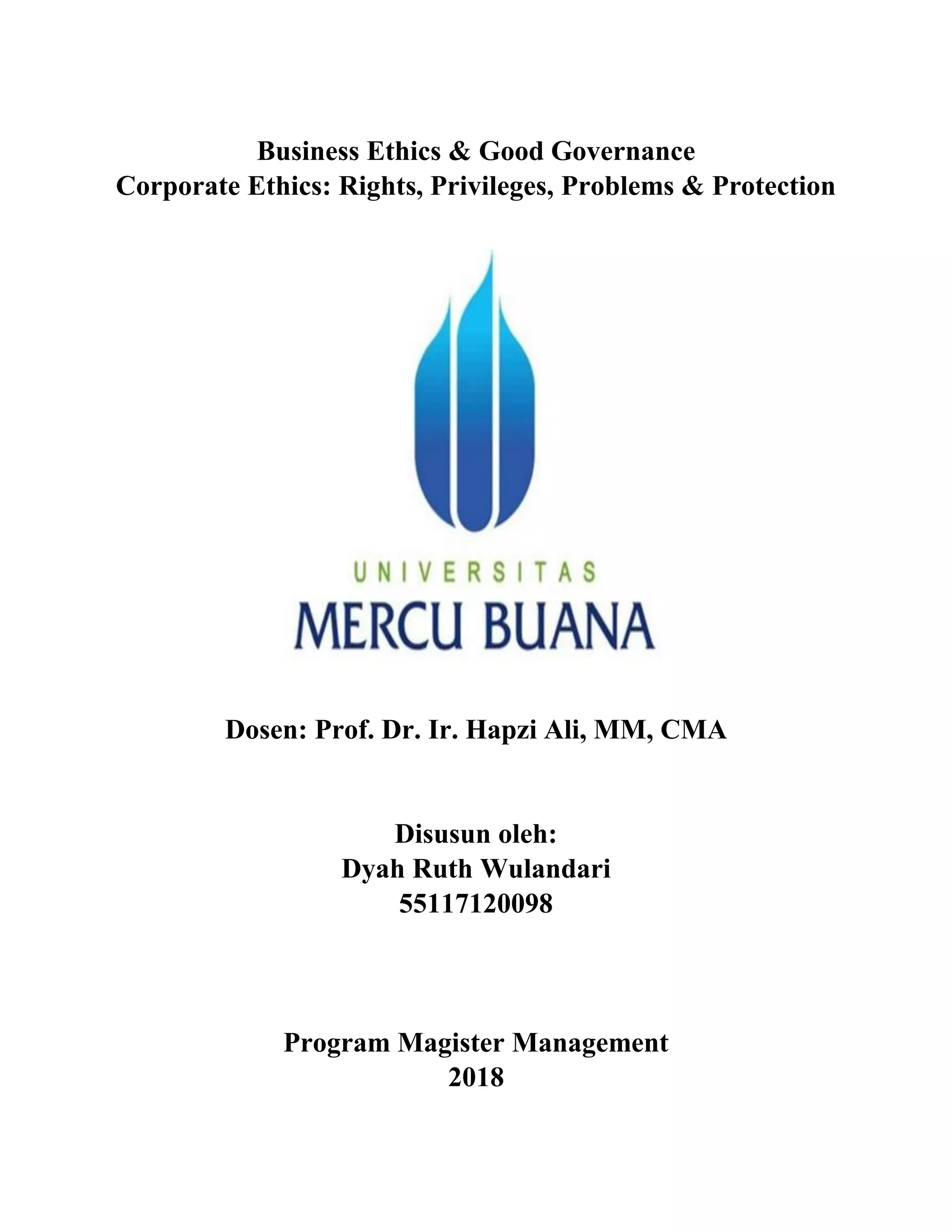 8,be&gg,dyah ruth wulandari,hapzi ali,etika & bisnis,corporate ethics, universitas mercu buana ...