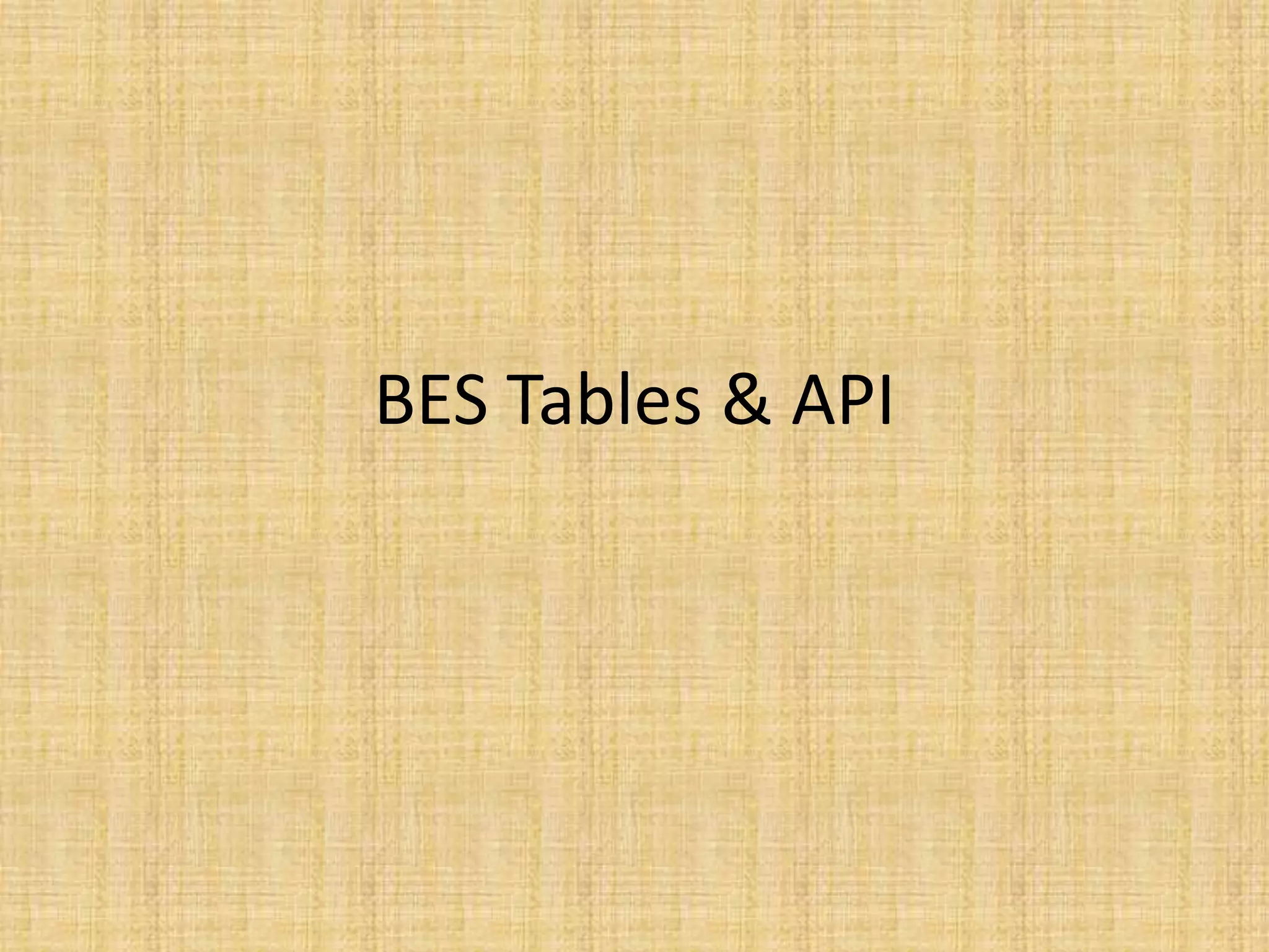 8, bes tables & api | PPTX