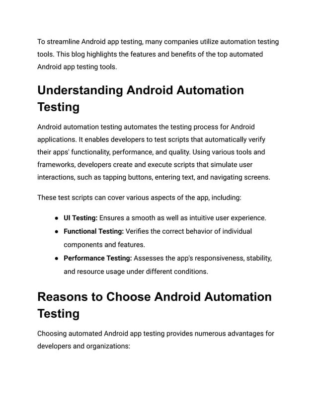 8 Best Automated Android App Testing Tool And Framework In 2024 Pdf