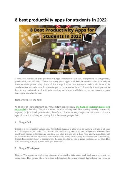 8 best productivity apps for students in 2022