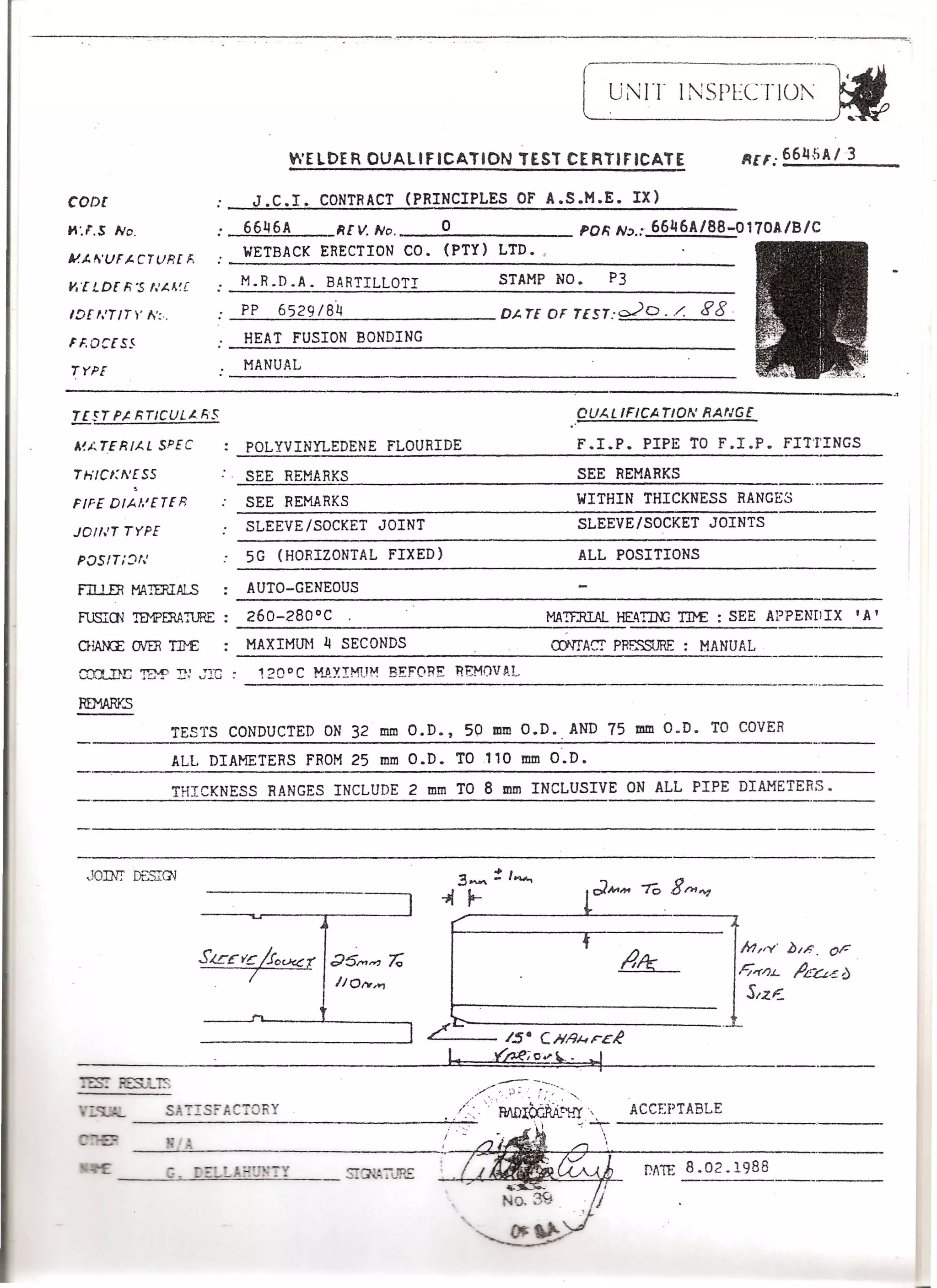 WELDER QUALIFICATION TEST CERTIFICATE | PDF