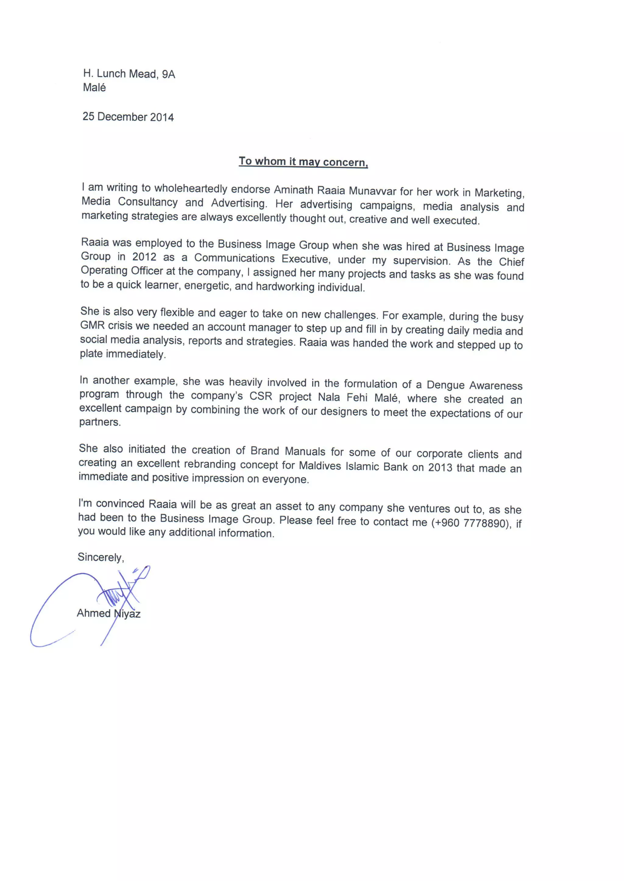 Ref Letter | PDF