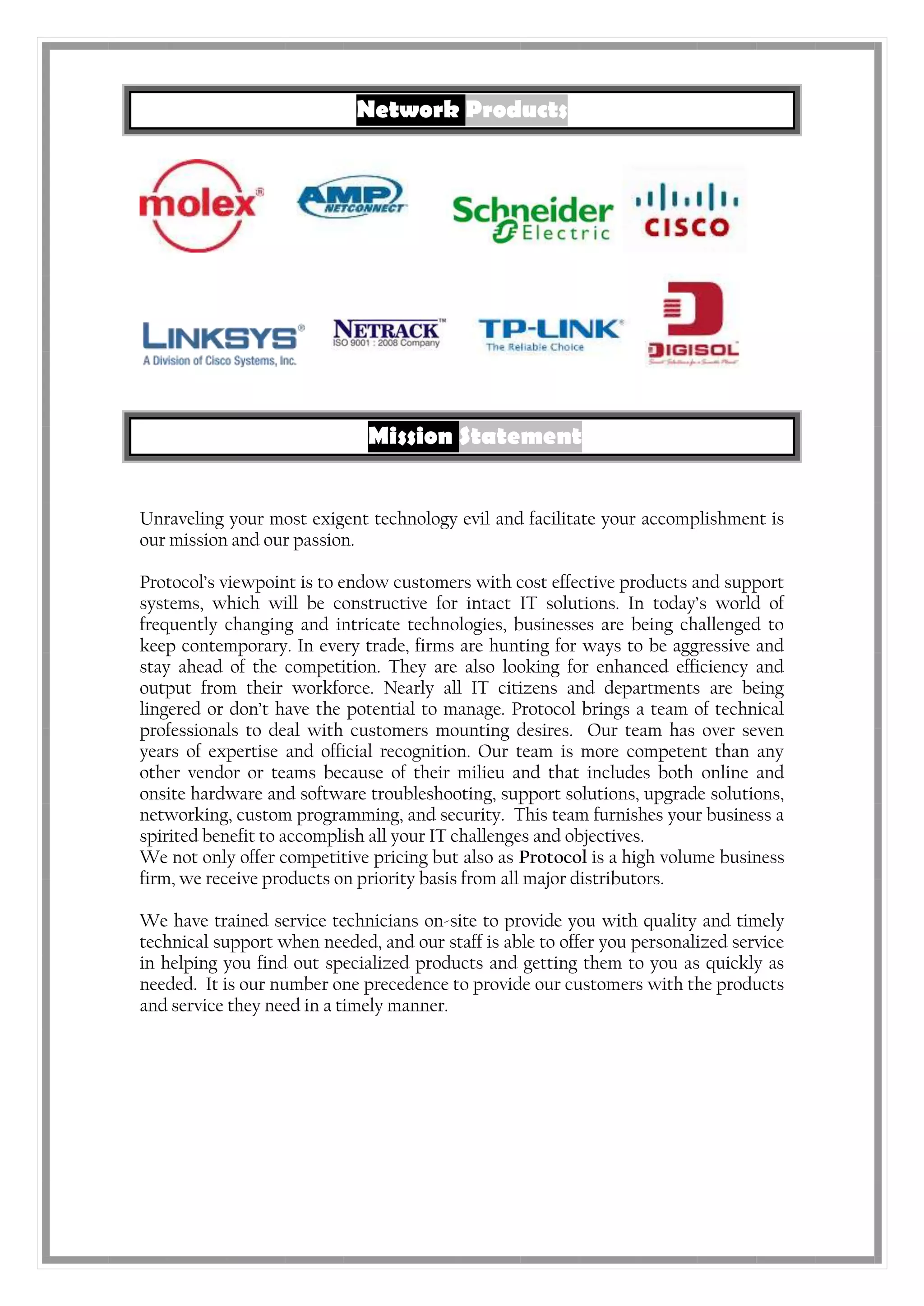 Protocol-COMPANY PROFILE -Networking | PDF