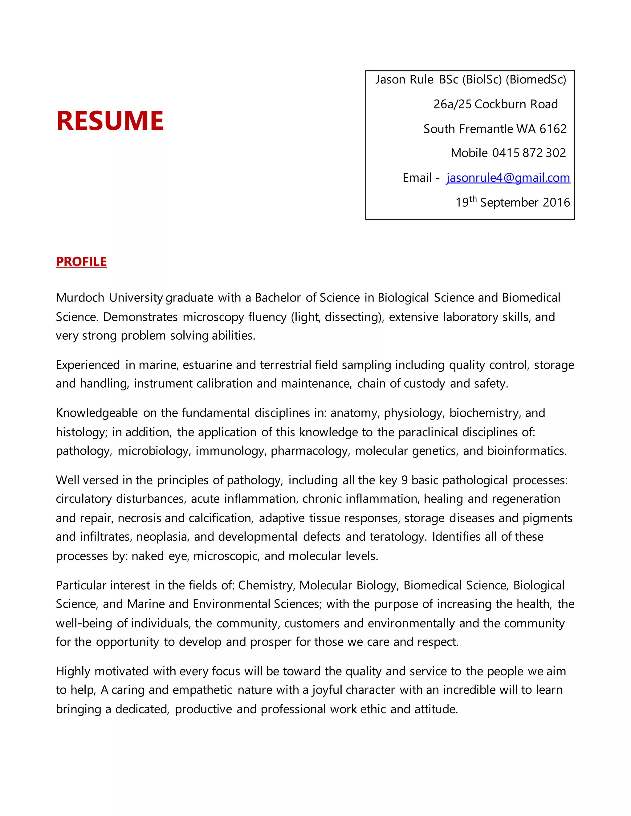 RESUME - JASON RULE 19th Sep 2016 | DOCX