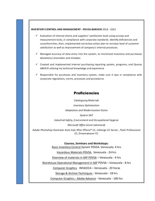 Resume Miguel de Dernardis Rev1.doc | Logistics | Business