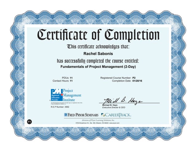 Fundamentals of Project Management Fred Pryor Certificate-Official | PPT