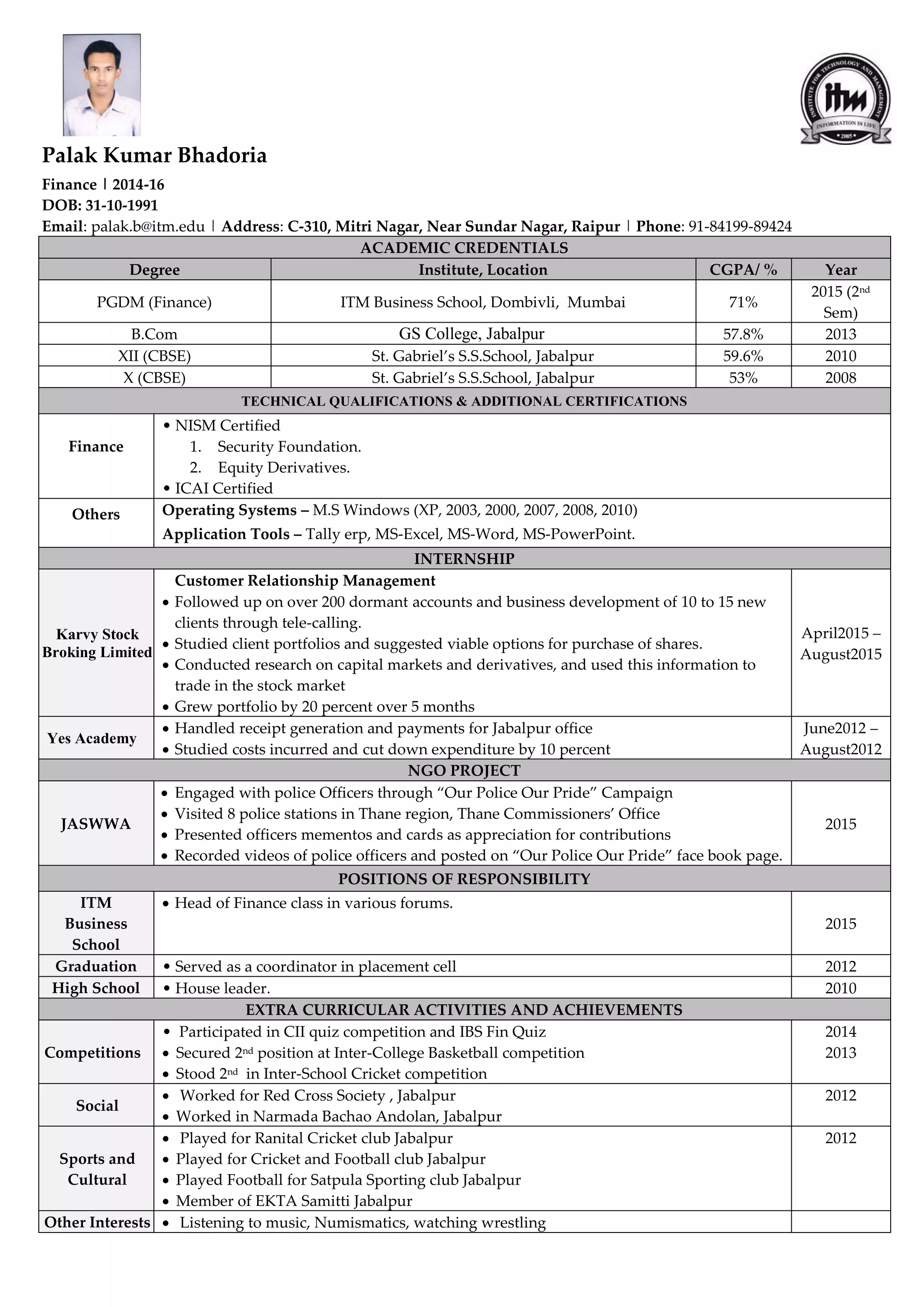 Palak Resume PDF | PDF