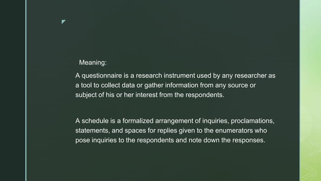 DIFFERENCE BETWEEN QUESTIONNAIRE AND SCHEDULE | PPTX