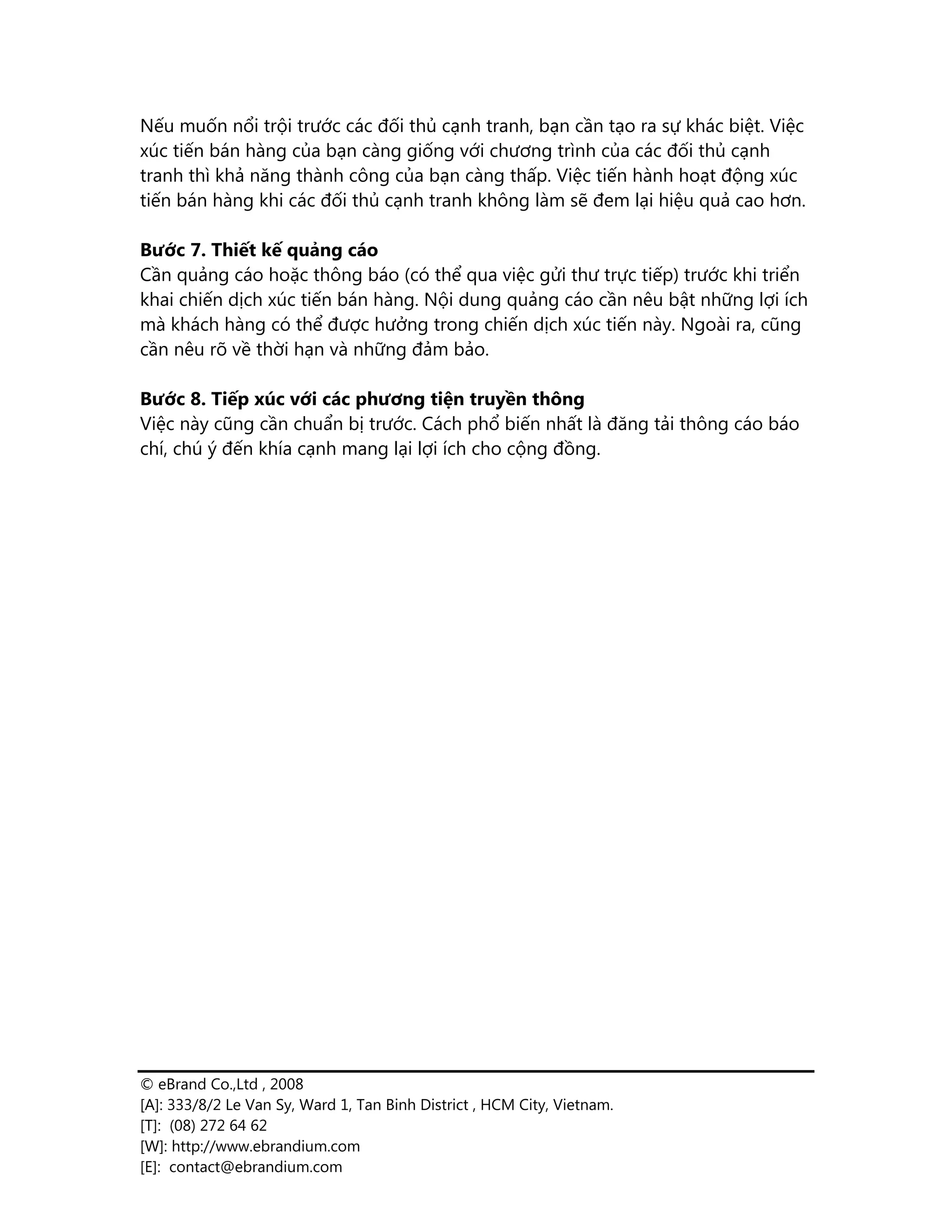 8 Buoc Trien Khai Chien Dich Xuc Tien Ban Hang | PDF