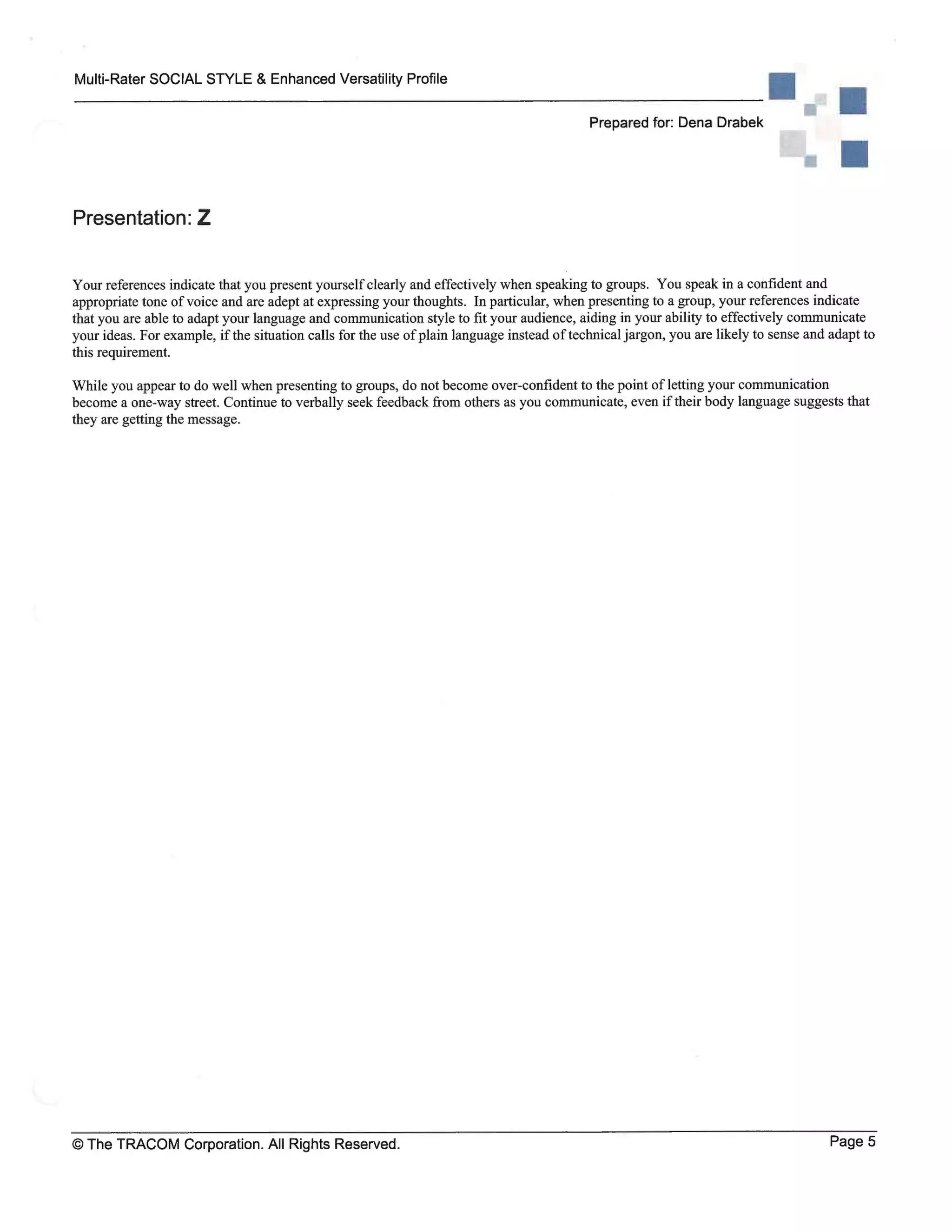 Versatility Profile | PDF