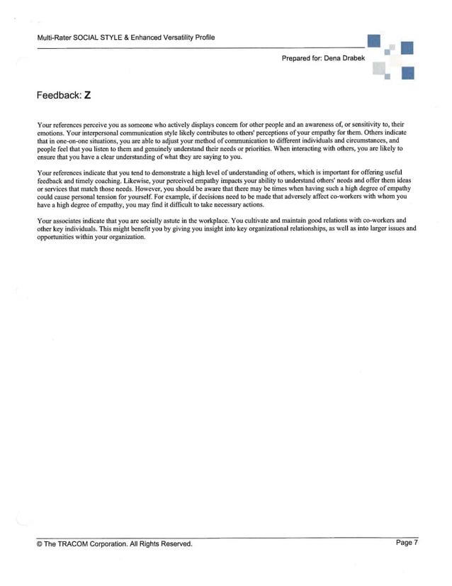 Versatility Profile | PDF