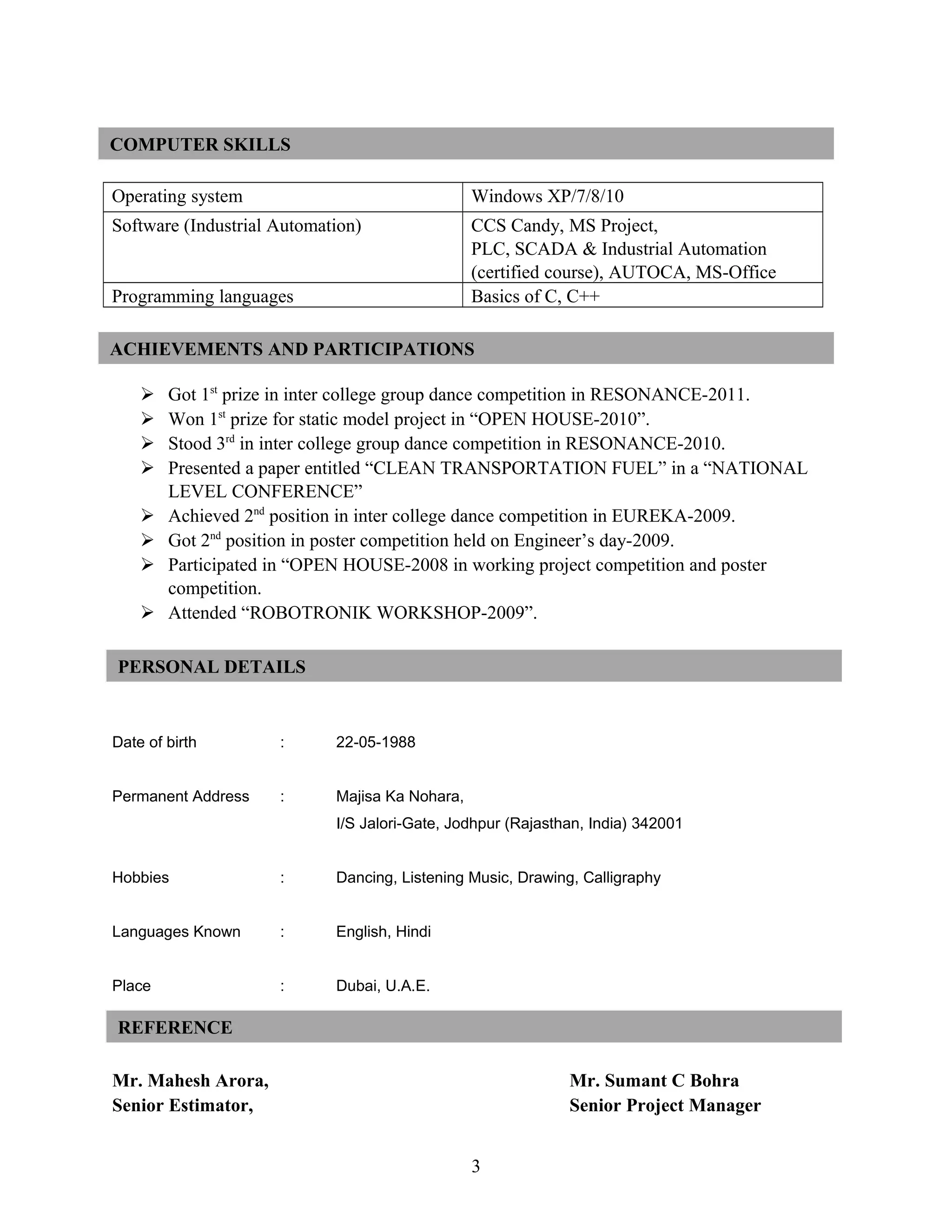 Harshit Resume- Electrcal Engineer | PDF