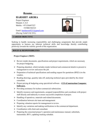 Harshit Resume- Electrcal Engineer | PDF