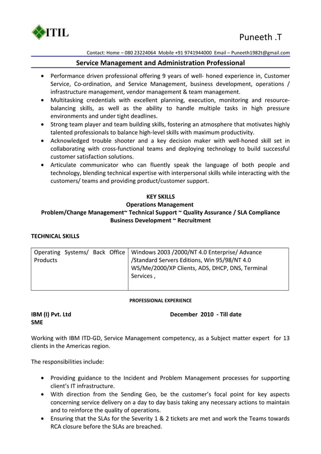Puneeth T New resume | PDF