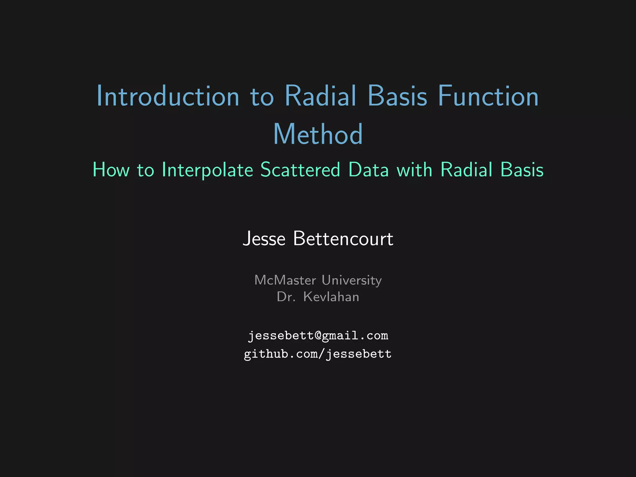 Radial Basis Function Interpolation | PDF