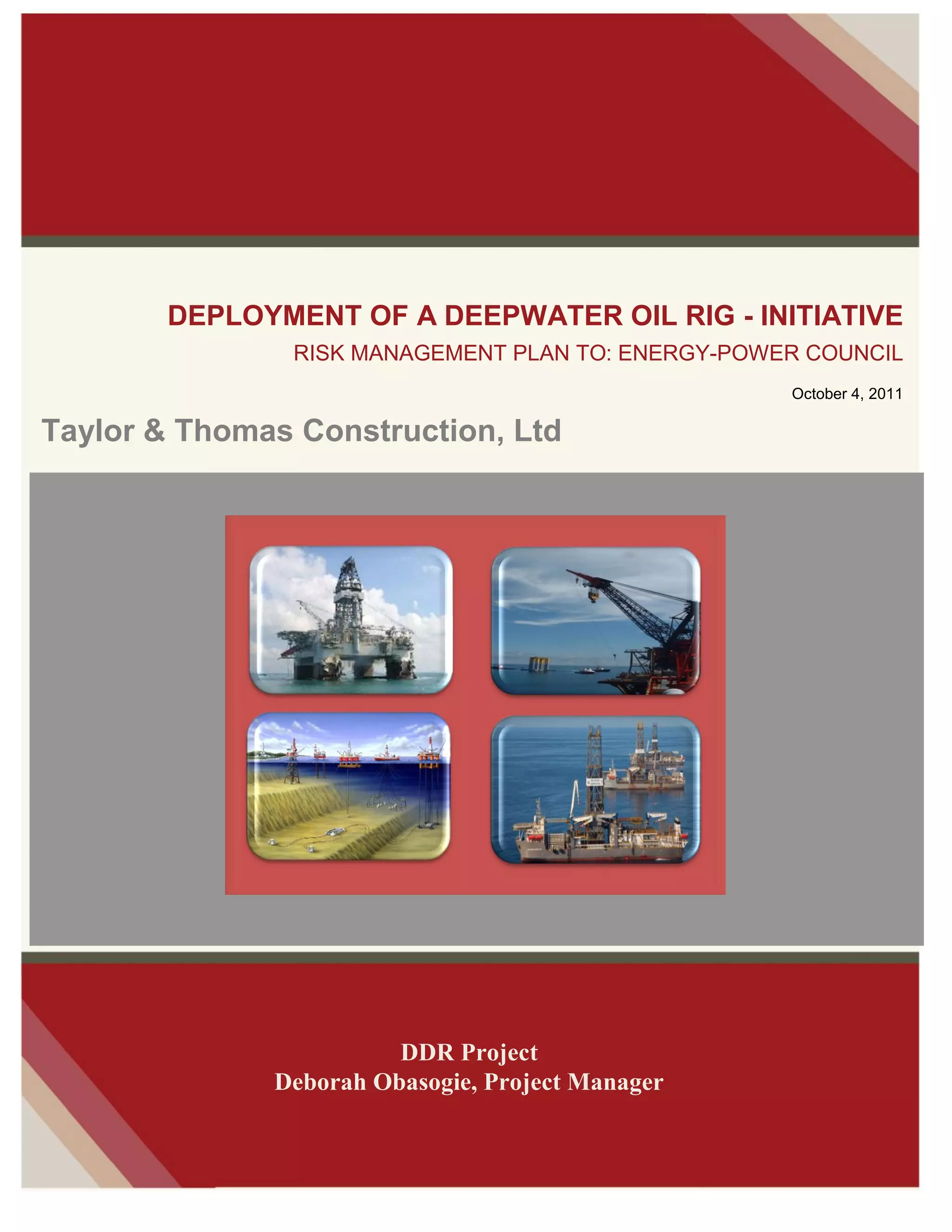 Risk Management Plan - Deepwater Oil Rig Deployment | PDF