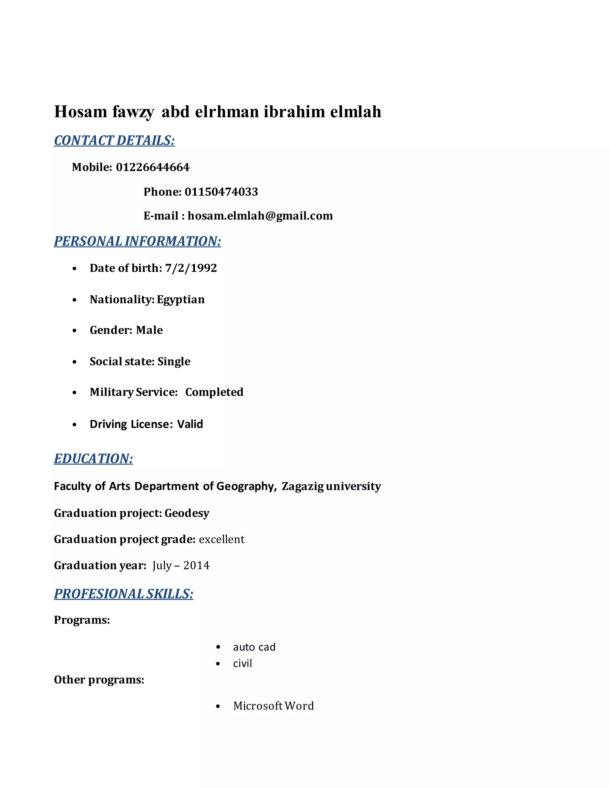 hosam elmlah cv | PDF
