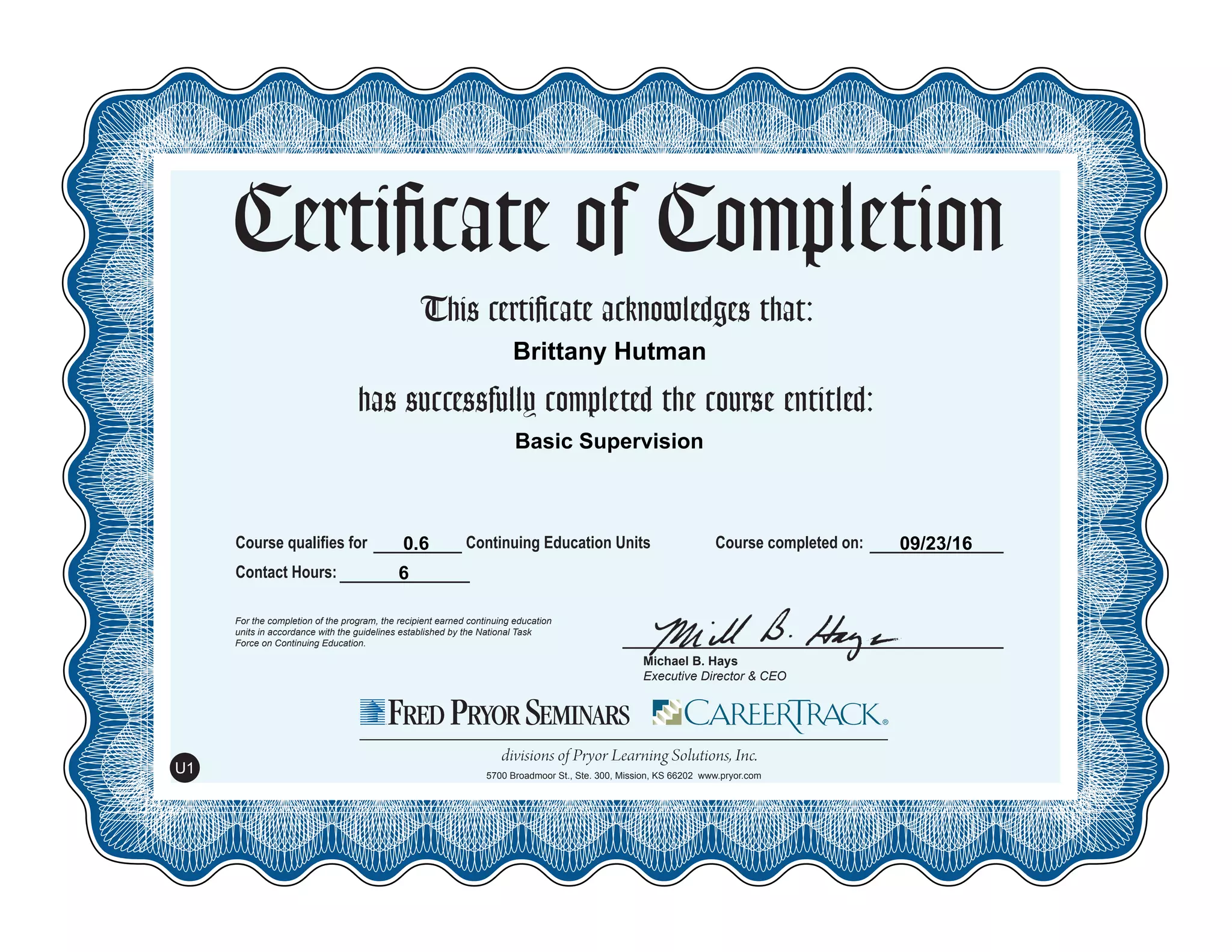 Basic Supervision Certificate | PDF