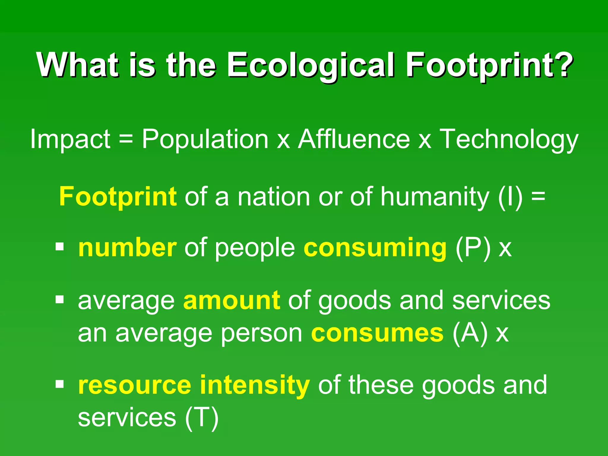 Ecological Footprint Presentation | PDF