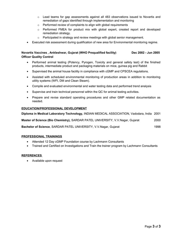 ABPV CV | DOC | Pharmaceutical Industry | Industries