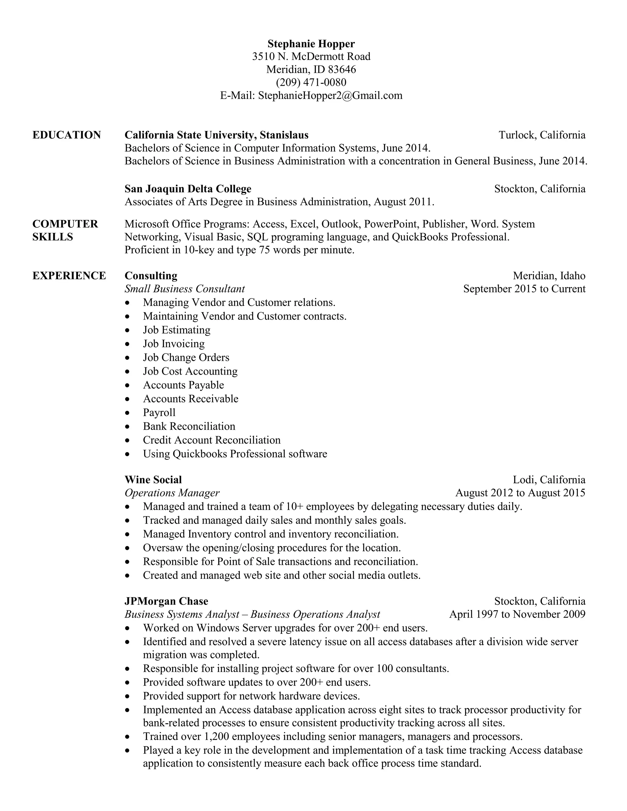 Stephanie Hopper Resume | PDF