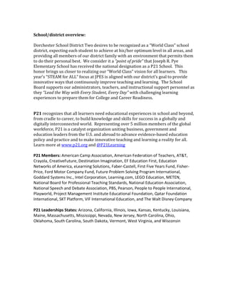 Pye Elementary designated P21 Exemplar School | PDF