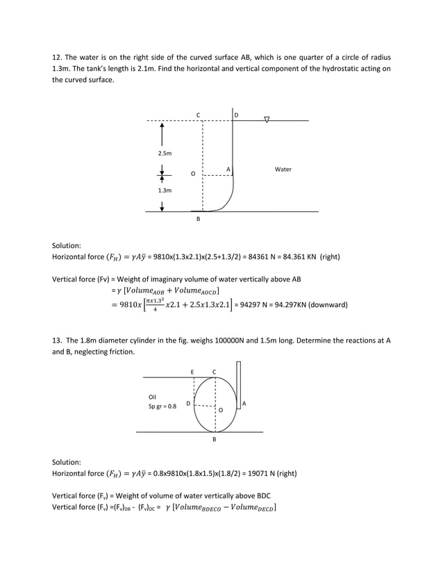 3_hydrostatic-force_tutorial-solution(1) | PDF