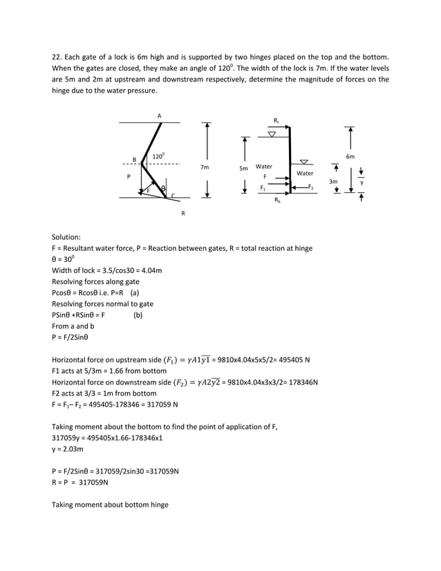 3_hydrostatic-force_tutorial-solution(1) | PDF