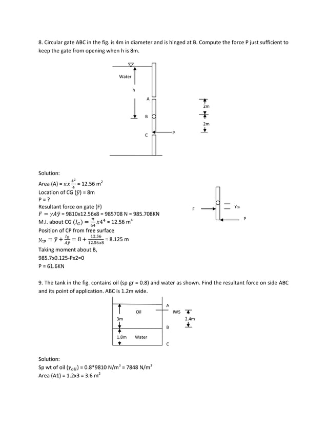 3_hydrostatic-force_tutorial-solution(1) | PDF